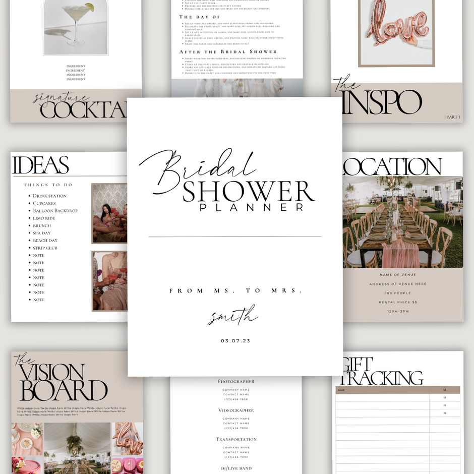 Bridal Shower Planner Templates | Editable & Printable Tools – My ...
